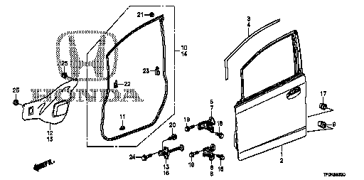 Honda Fit GE8 PANEL COMP.,R. FRONT DOOR (67010-TF0-G00ZZ) - Injection ...
