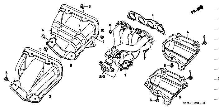 Honda Integra DC5 COVER COMP., EXHAUST MANIFOLD (18120-PRC-010 ...