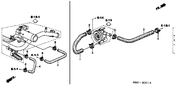 Honda Integra DC5 HOSE, ROTARY AIR CONTROL VALVE OUTLET (19509-PRB-A00 ...