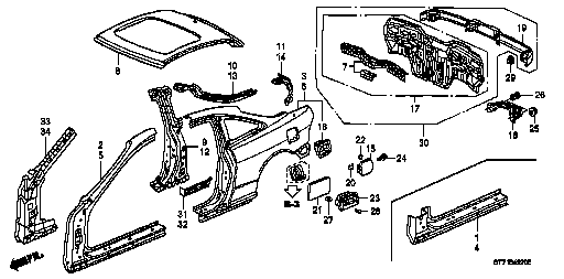Honda Integra DC2 PANEL SET, R. REAR OUTSIDE (04636-ST7-407ZZ ...