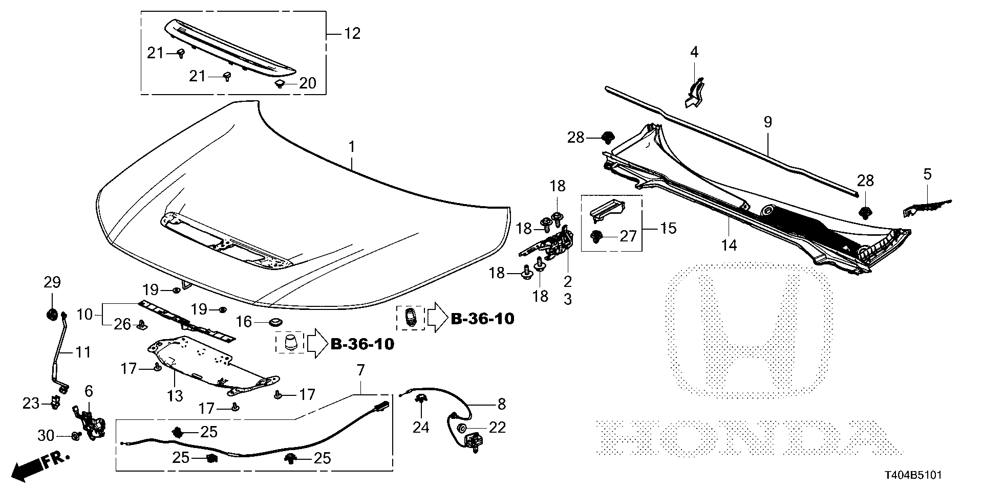 Honda Civic FL5 GROMMET, HOOD OPEN STAY (91604-T00-T01) - Injection Imports