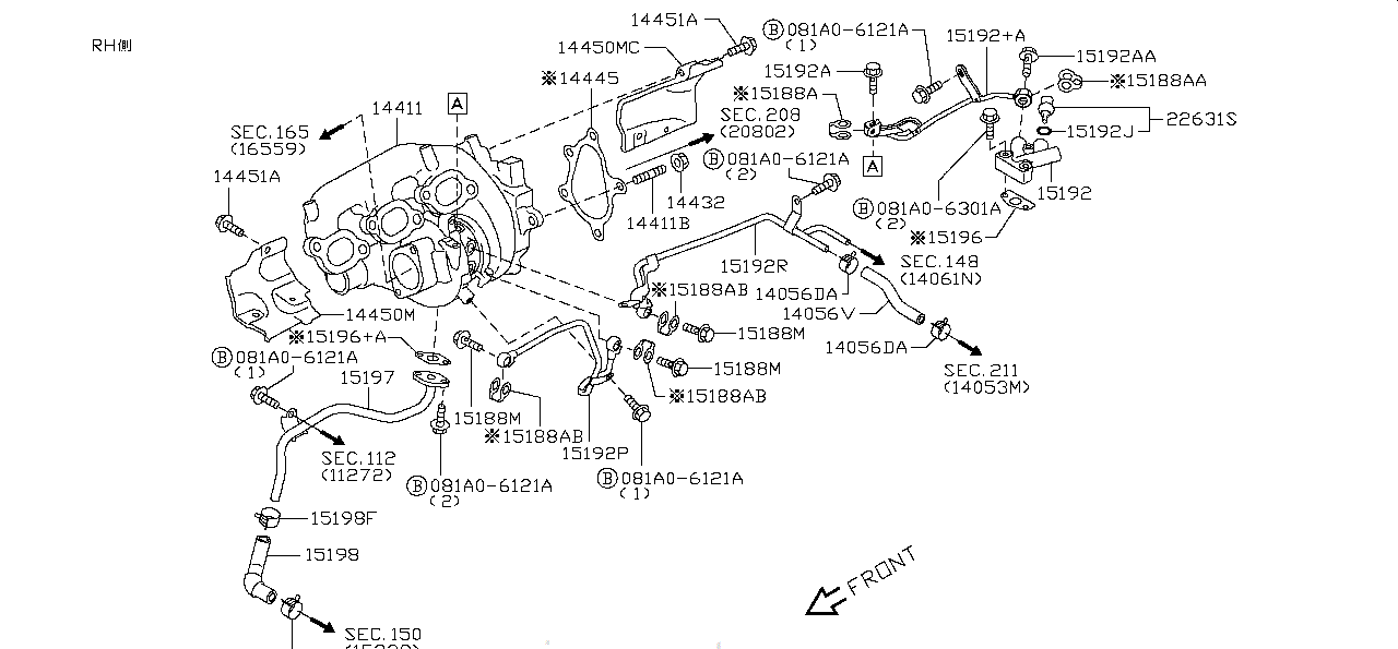 Nissan GTR R35 GASKET,TURBO CHARGER OUTLET (14445-JF01A) - Injection ...