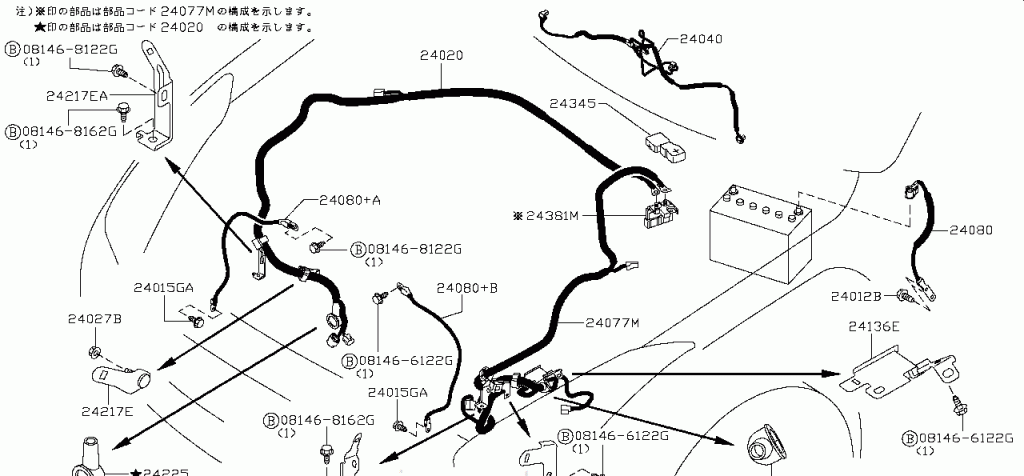 Nissan GTR R35 HARNESS ASSEMBLY,ENGINE (24077-JF00A) - Injection Imports