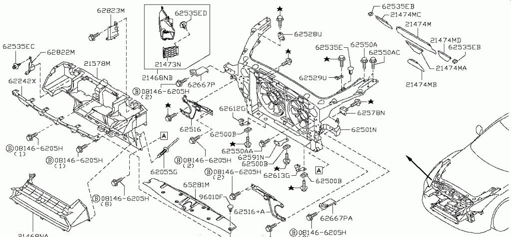 Nissan GTR R35 BRACKET,FRONT BUMPER (625D2-JF00A) - Injection Imports