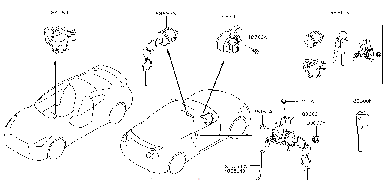 Nissan GTR R35 KEY SET (99810-JF01A) - Injection Imports