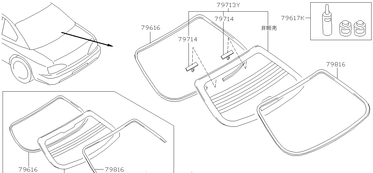 Nissan SILVIA S15 GLASS,REAR WINDOW (79700-85F60) - Injection Imports
