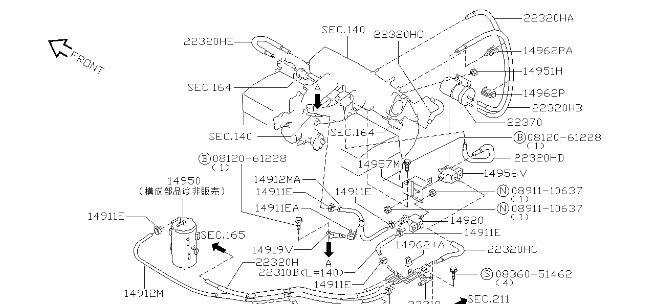 Nissan SKYLINE R34 SOLENOID VALVE ASSEMBLY (14956-45L00) - Injection ...