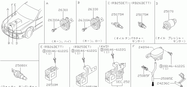 Nissan SKYLINE R34 HORN ASSEMBLY,ELECTRIC LOW (25620-AA300) - Injection ...